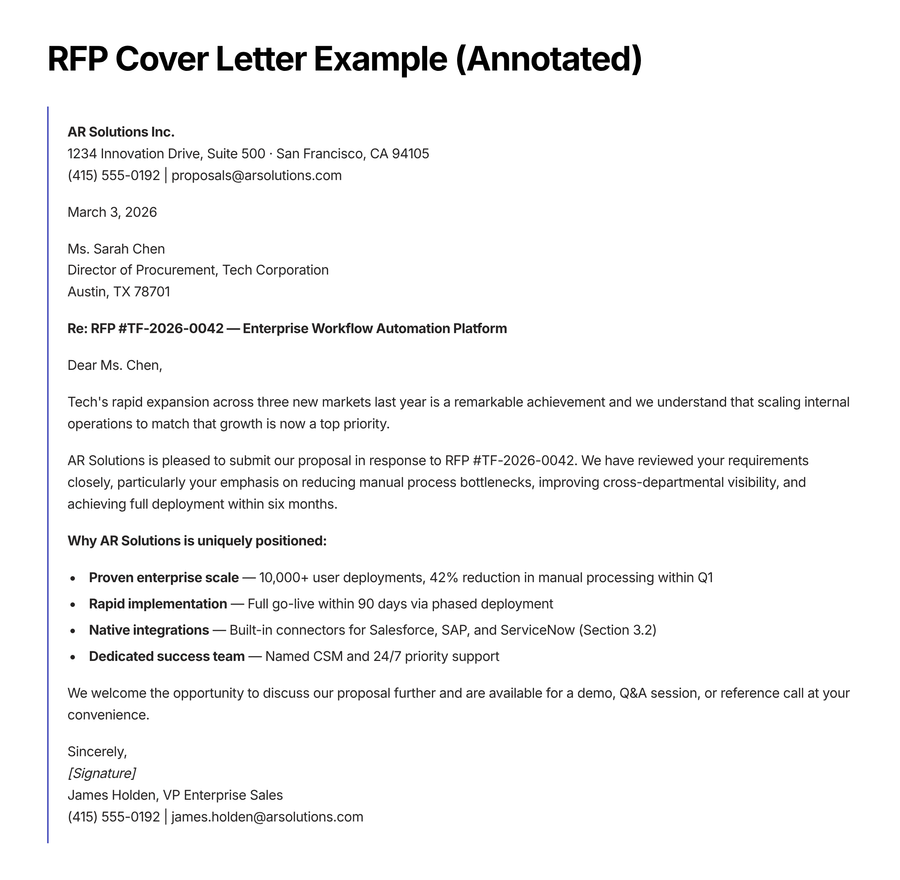 How to Write a Winning RFP Cover Letter (With Real Example)